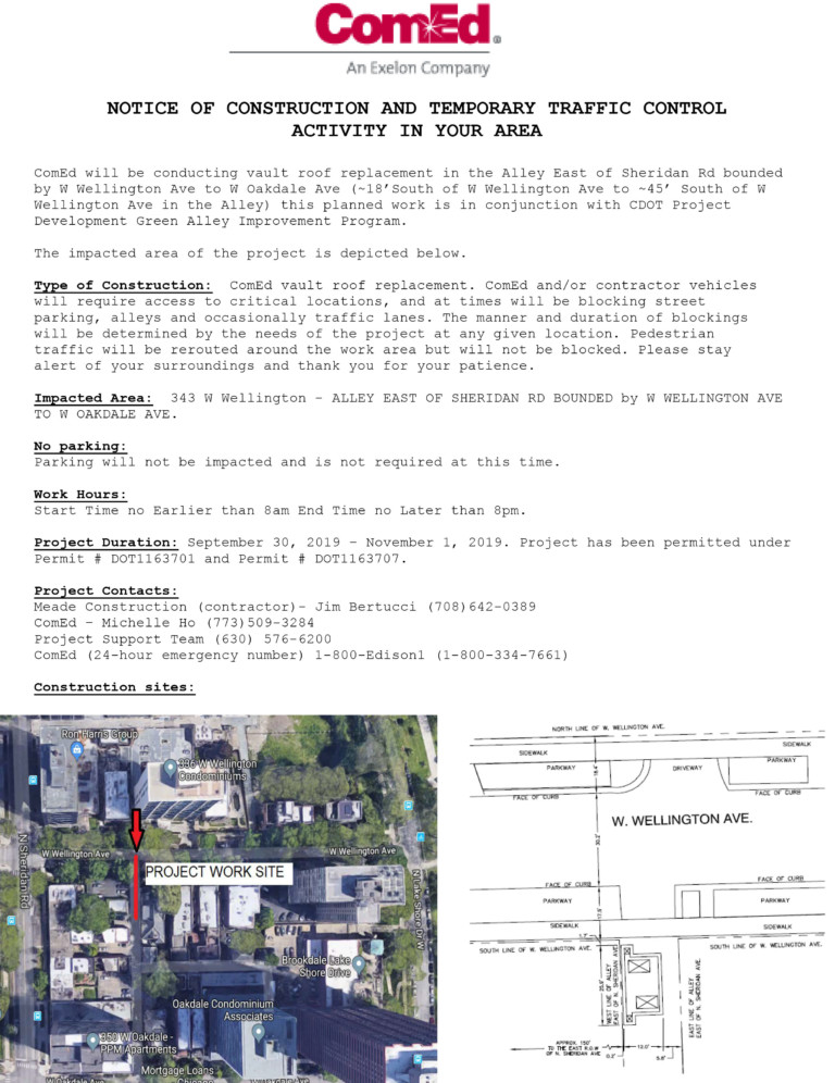 ComEd Alley Vault Adjustment: 2971 N. Sheridan/343 W. Wellington ...