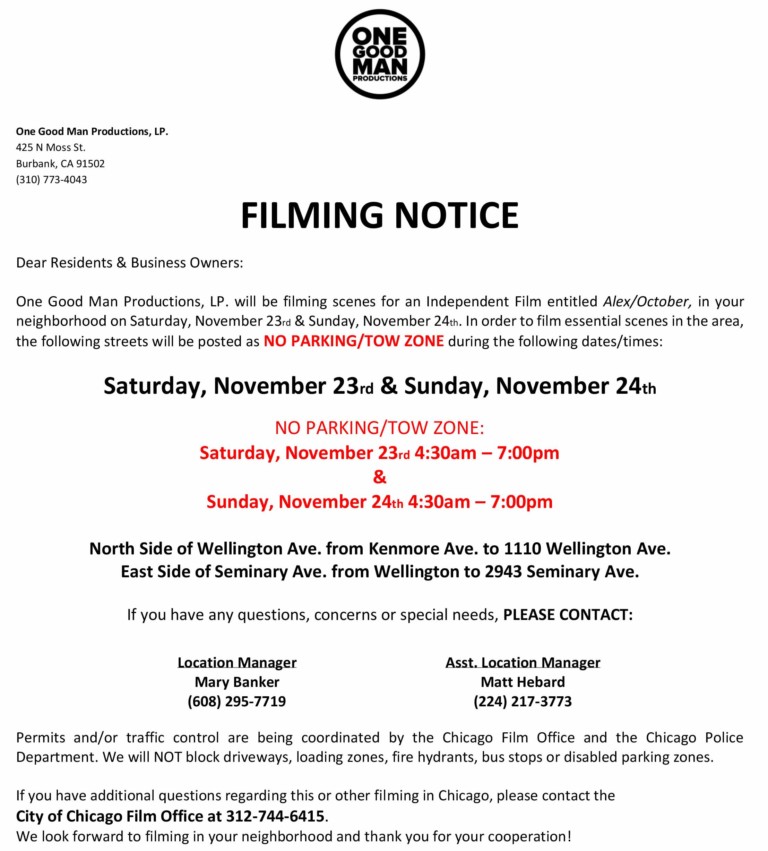 FILMING NOTICE: 1100 Wellington & 2900 Seminary | Alderman Bennett ...